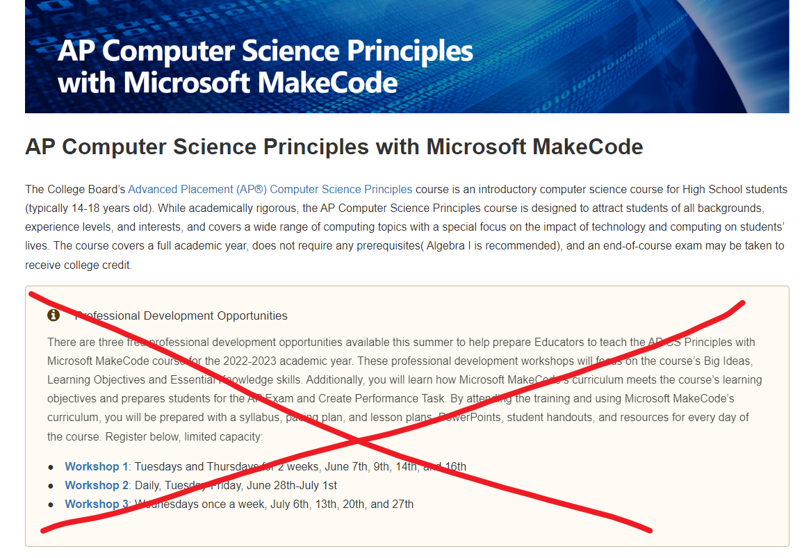 Remove Professional Development from AP CSP page · Issue #9098 ...