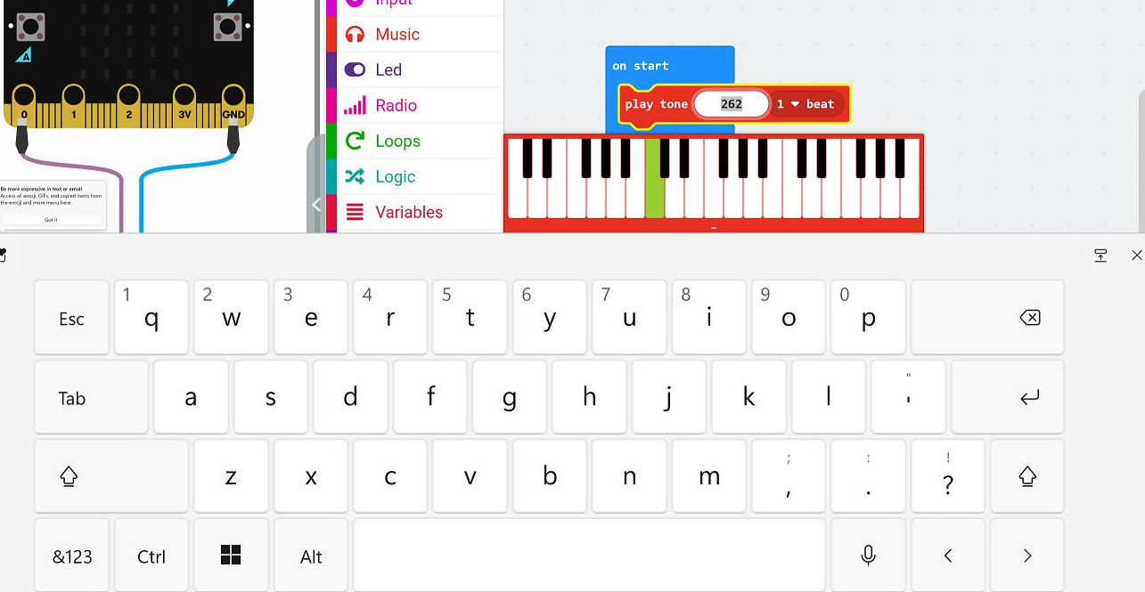 Touch-screen on-screen keyboard appears/disappears for Play Tone block field editor · Issue ...