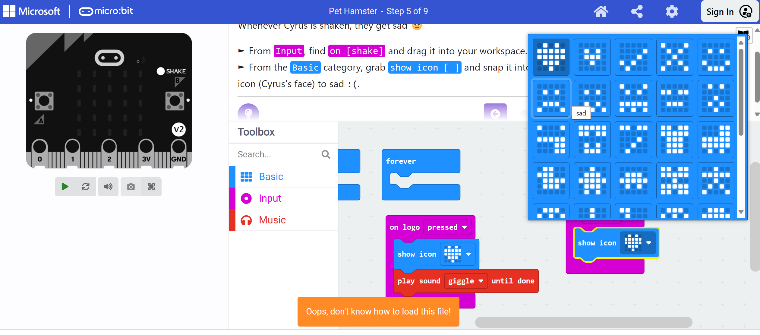 Error when going through tutorial - can't repro · Issue #5195 · microsoft/pxt-microbit · GitHub