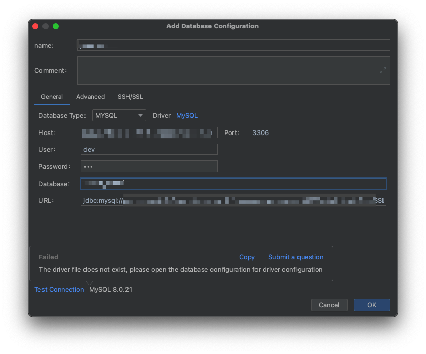 The driver file does not exist, please open the database configuration for driver configuration ...