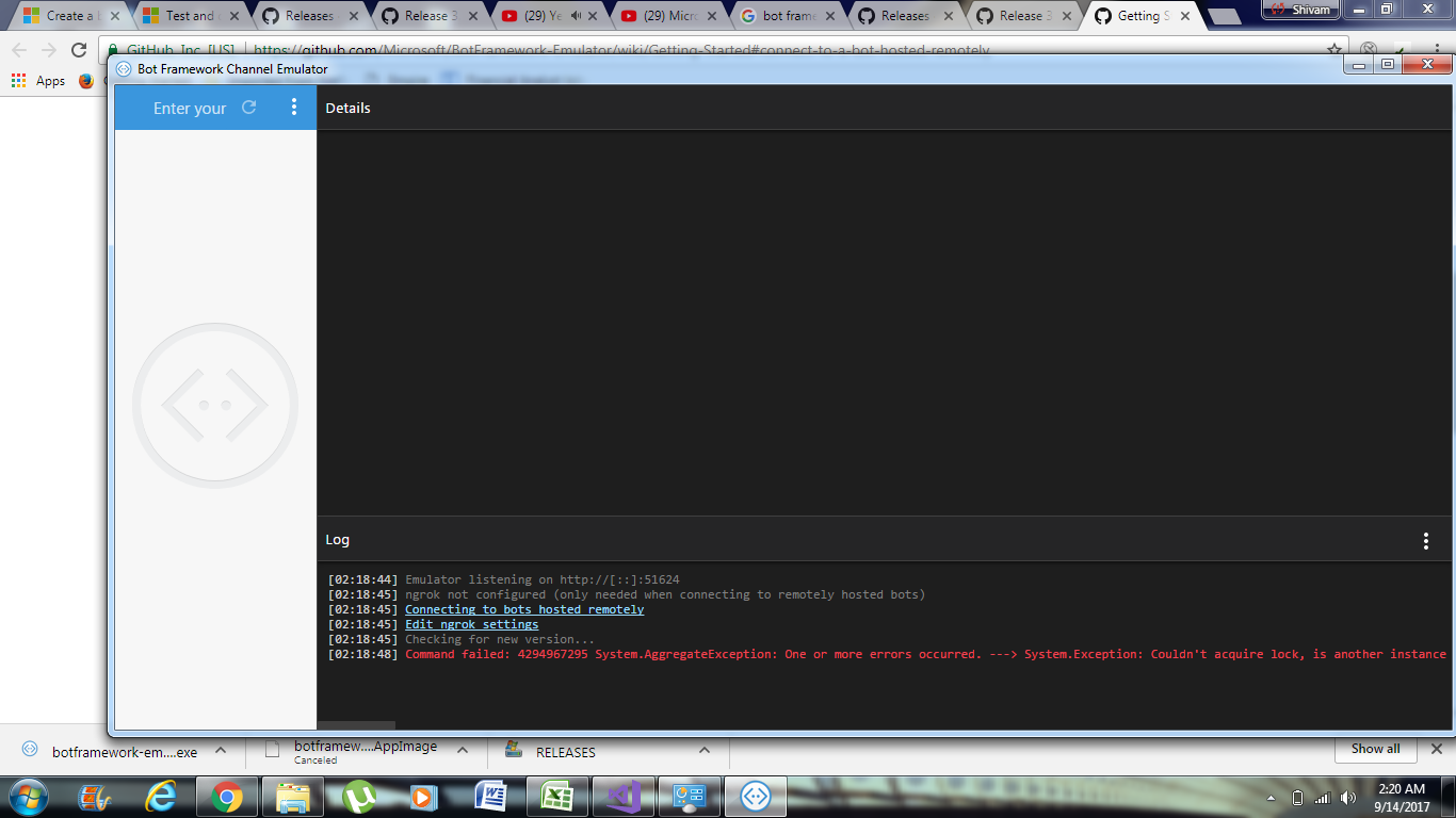 Error in log after Installing using windows 7 64 bit · Issue #287 · microsoft/BotFramework ...