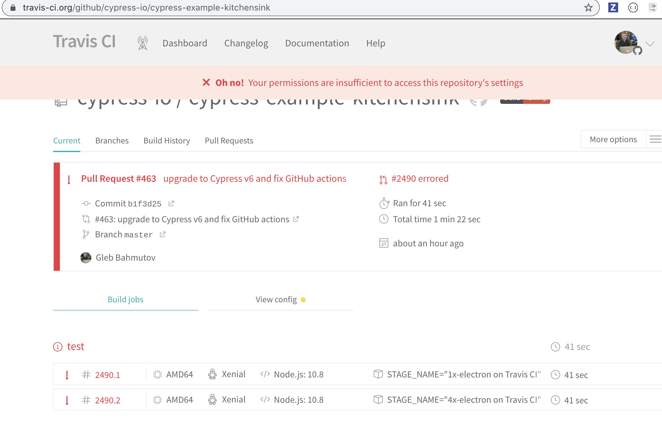 Disconnect Travis Ci · Issue 465 · Cypress Io Cypress Example Kitchensink · Github