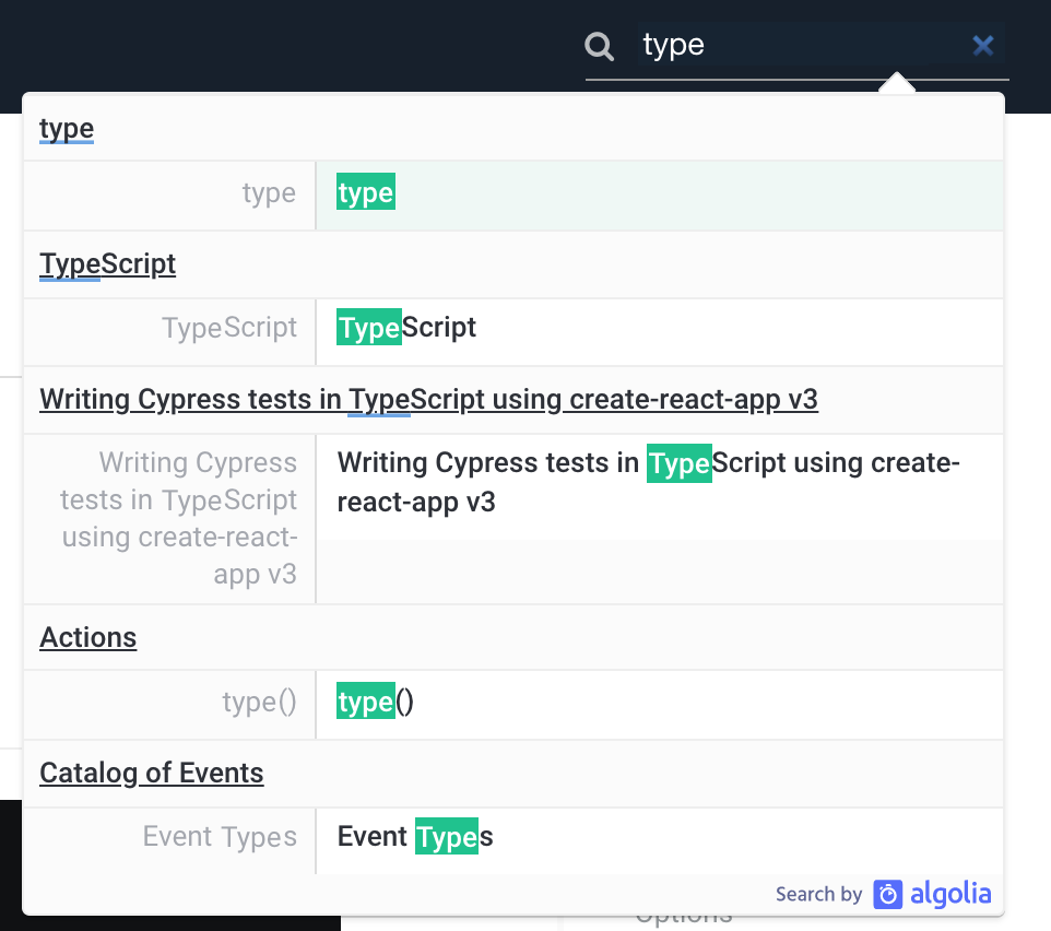 Investigate top level search results missing · Issue #3457 · cypress-io/cypress-documentation ...