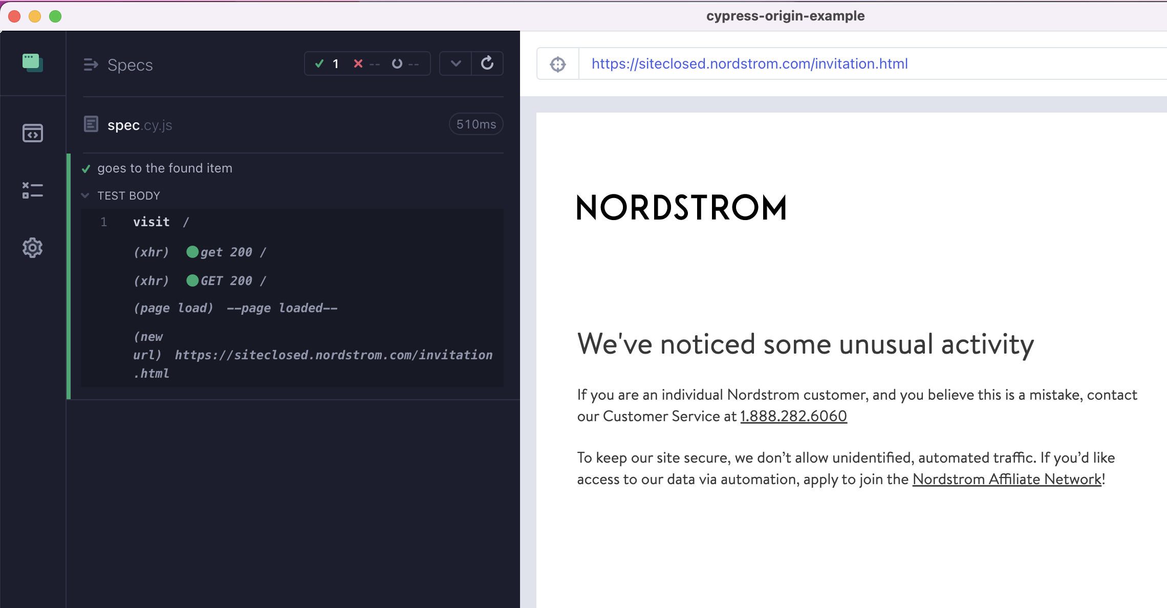 Cy.origin() navigations to nordstromrack fail · Issue #24756 · cypress-io/cypress · GitHub