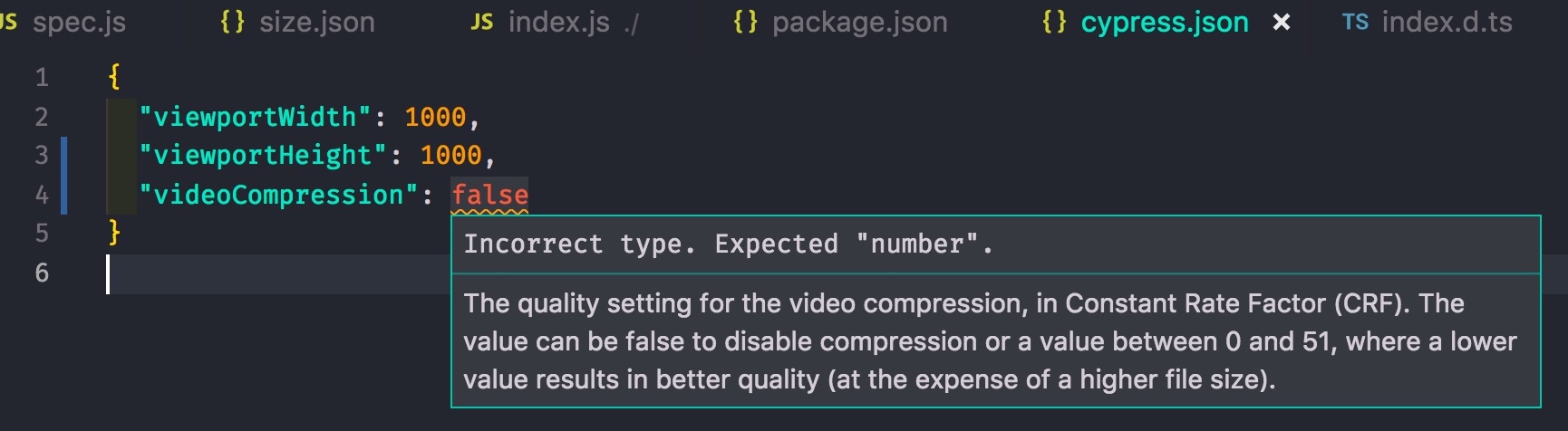 Update cypress.json schema for videoCompression · Issue #2140 · cypress-io/cypress · GitHub