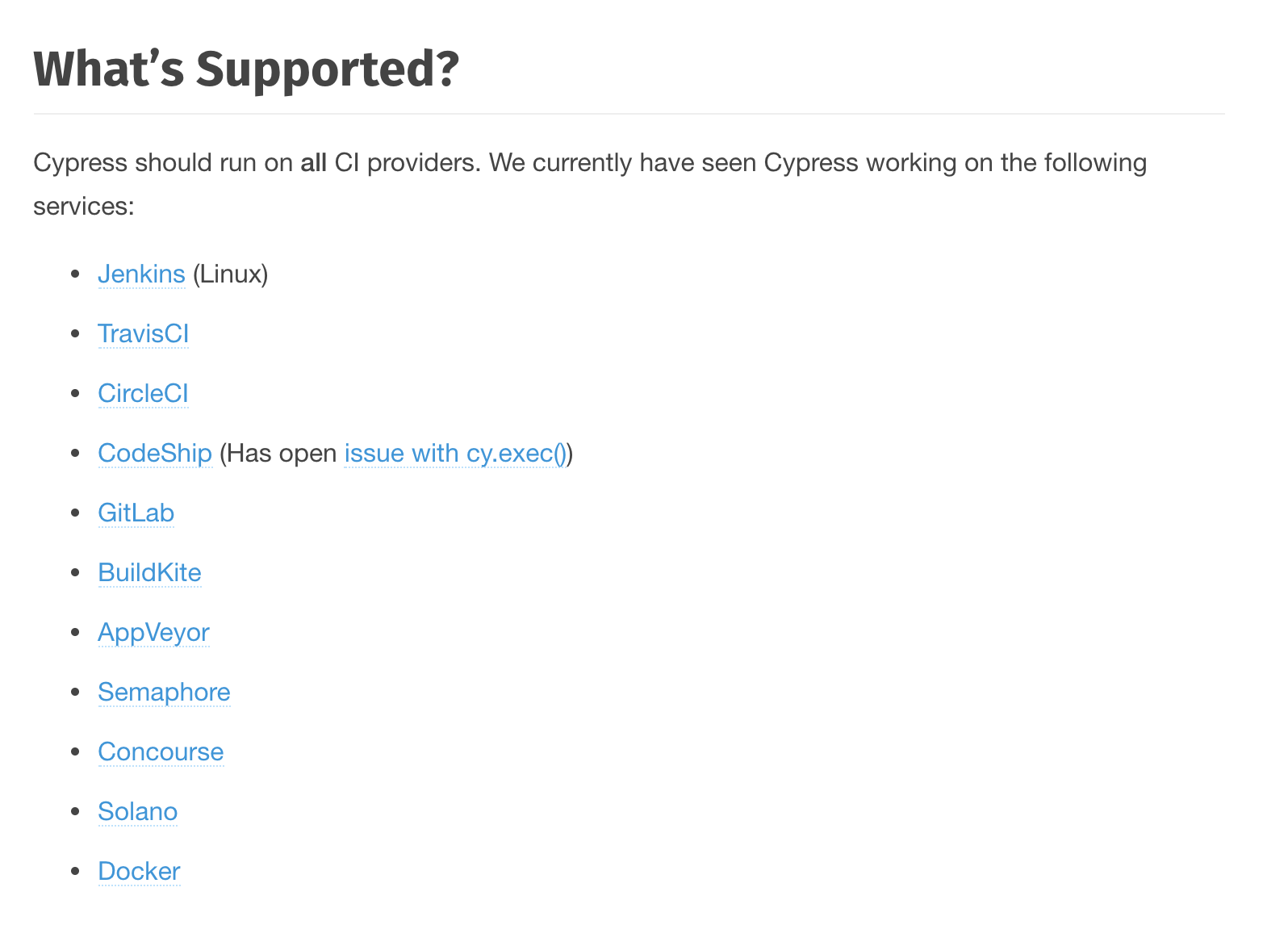 Add links to CI example repos to the continuous integration page · Issue #837 · cypress-io ...
