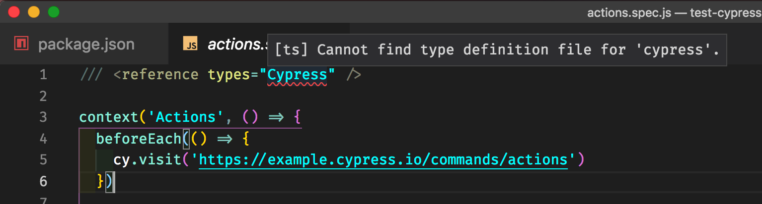 Missing typings when Cypress is installed globally · Issue #2438 · cypress-io/cypress · GitHub
