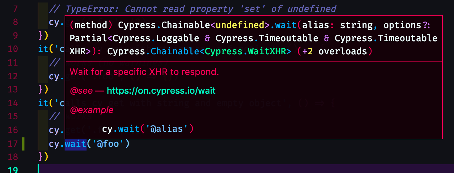 IntelliSense comments are broken for some examples that use "@" · Issue #2954 · cypress-io ...