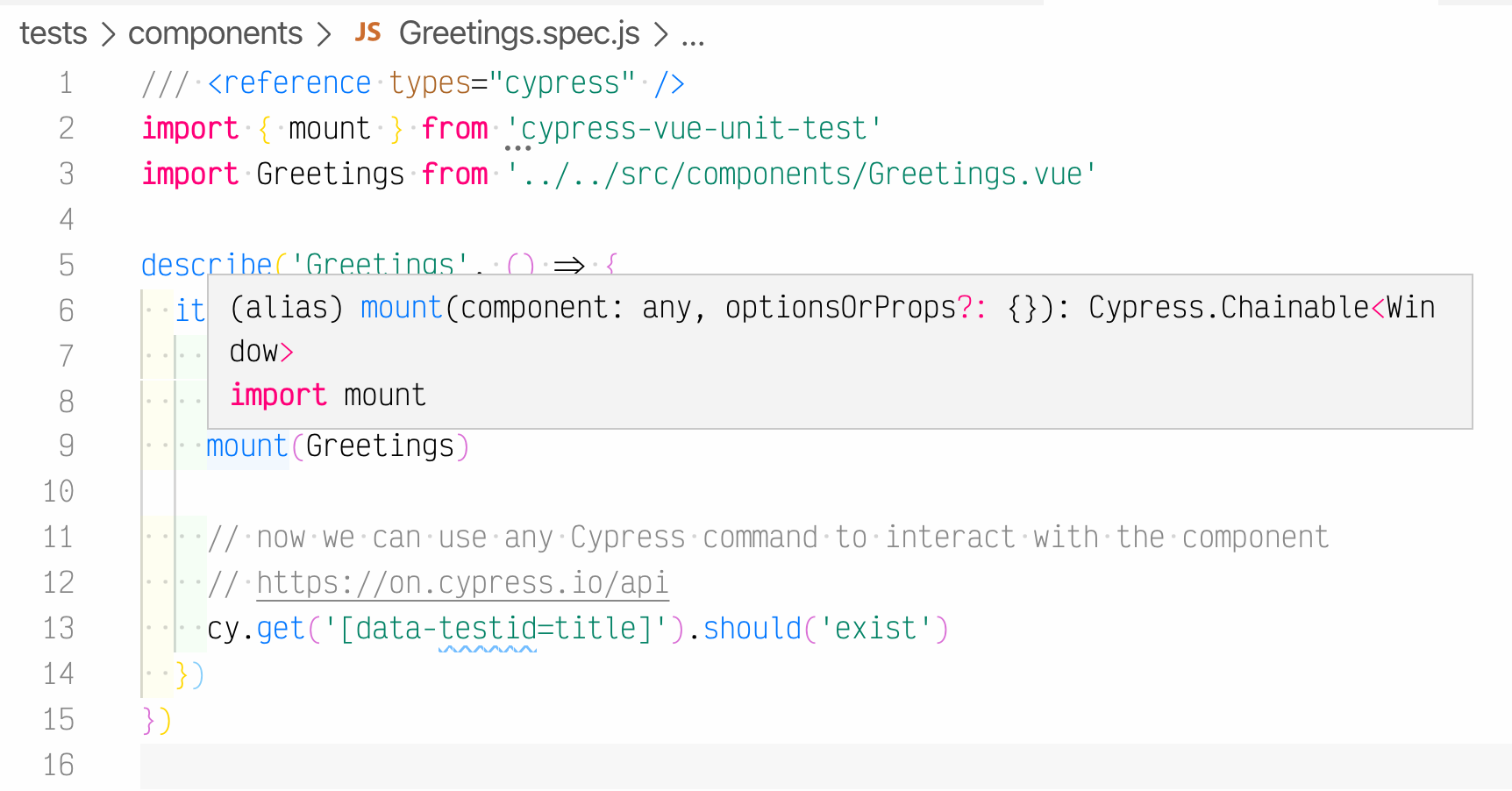 Provide Jsdoc Intellisense For Mount Command · Issue 347 · Cypress Iocypress Vue Unit Test