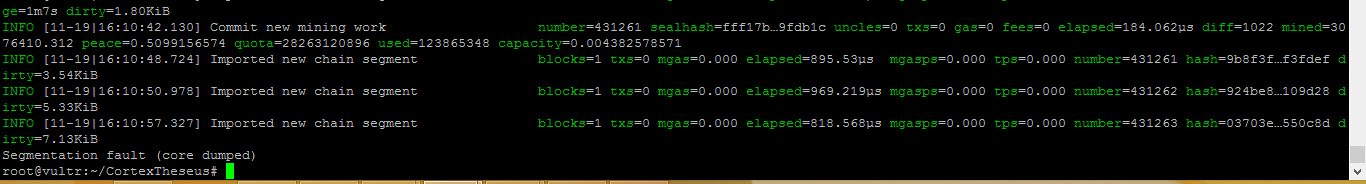 Segmentation fault (core dumped) · Issue #241 · CortexFoundation/CortexTheseus · GitHub