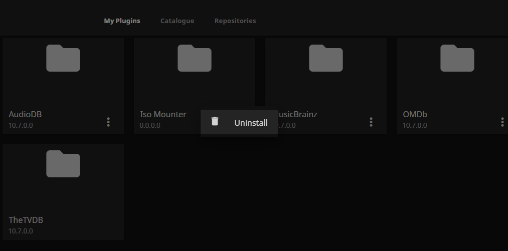 (Unstable) Unable to uninstall plugins · Issue #2084 · jellyfin/jellyfin-web · GitHub