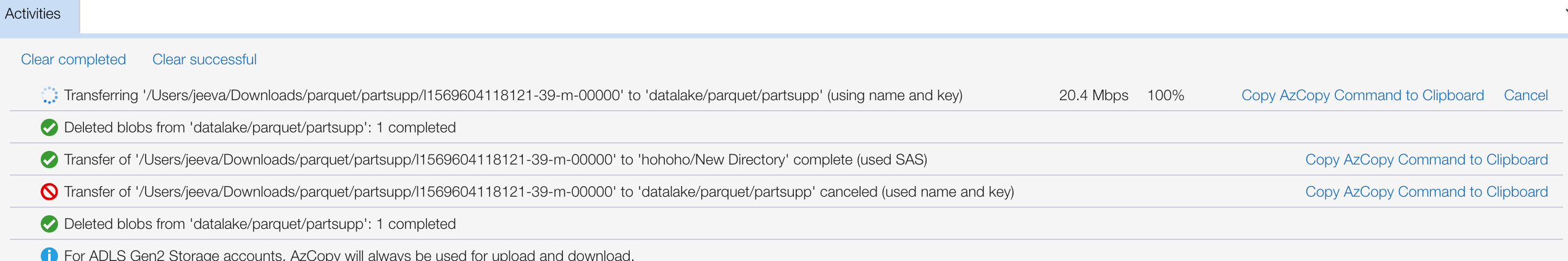 Transferring File To Adls Gen2 Via Storage Explorer Tool Hangs At 100 · Issue 2029 · Microsoft