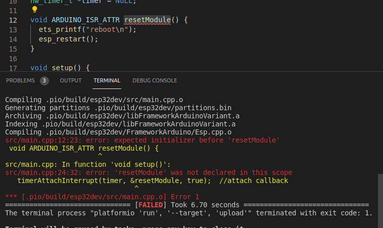 WDT espressif example doesnt work in platformio · Issue #682 · platformio/platform-espressif32 ...