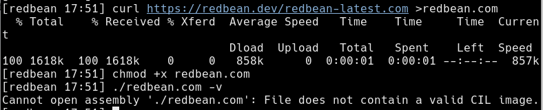 Redbean: Cannot open assembly './redbean.com': File does not contain a valid CIL image. · Issue ...
