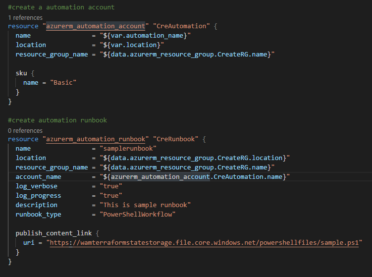Unable to create runbook under azure automation account using terraform, It throws error as ...
