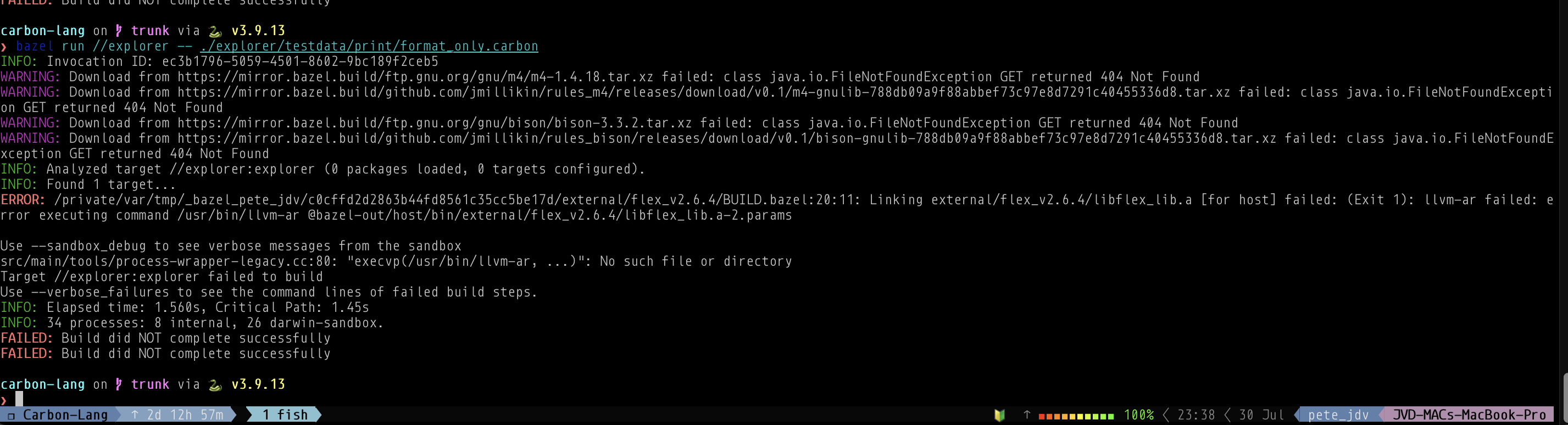 Failed to compile and run explorer · Issue #1840 · carbon-language/carbon-lang · GitHub