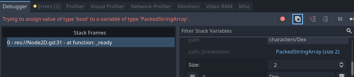 Assigning `PackedStringArray.reverse()` (`void` function) to a variable doesn't error and makes ...
