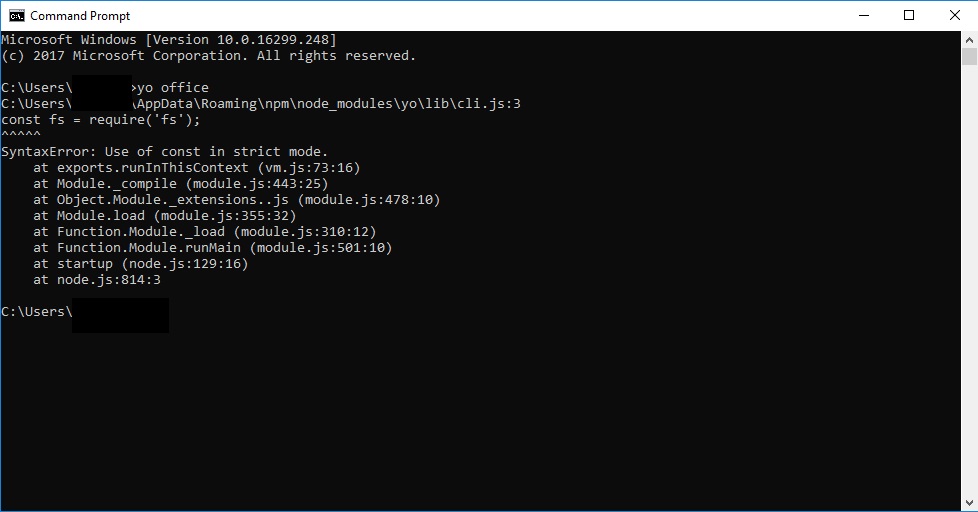 Problem with yo office in cmd · Issue #569 · yeoman/yo · GitHub