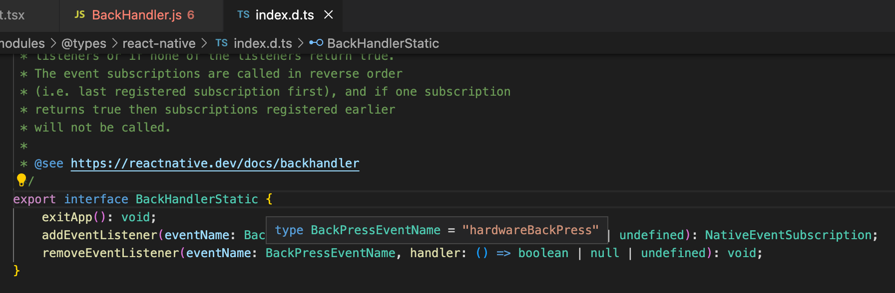 Add types to "__mocks__/BackHandler.js" · Issue #34356 · facebook/react-native · GitHub
