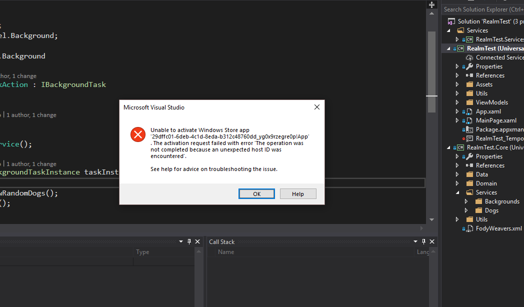 UWP: Realm crashes in UWP background tasks · Issue #1762 · realm/realm ...