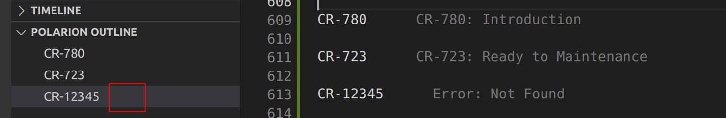 Add warning message in Polarion-Outline for non-existent work items ...