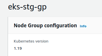 Nodegroups eks-stg-gp must be updated to match cluster version 1.18 before updating cluster ...