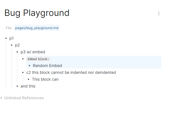 The block below an embedded block cannot be indented or deindented · Issue #497 · logseq/logseq ...