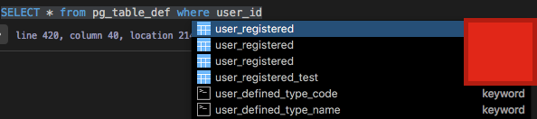 Autocomplete shows suggestions from all tables, as opposed to those ...