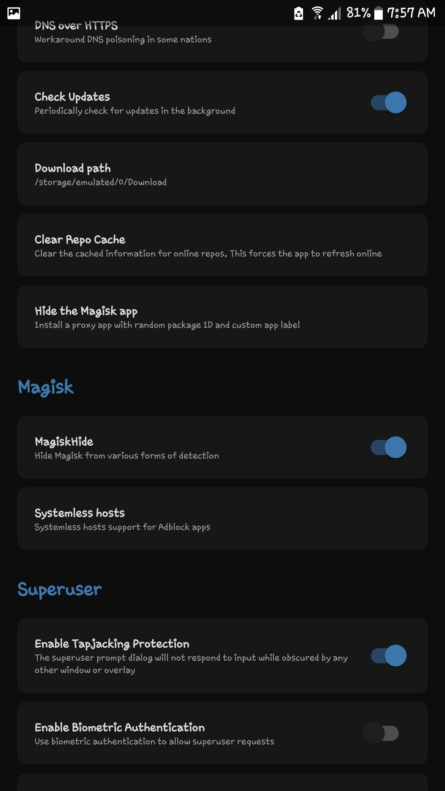magisk crash or just closed when ever i click on magisk hide list ...