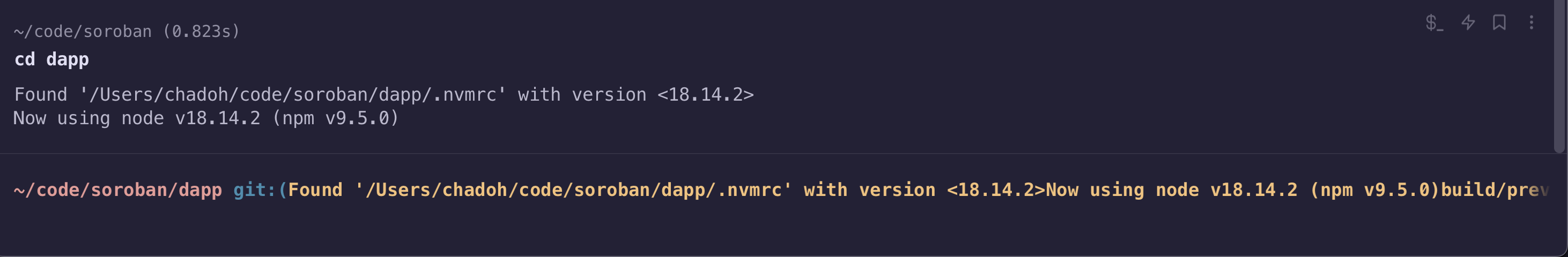 `cd` override for nvmrc shows up in git prompt · Issue #3703 · warpdotdev/Warp · GitHub