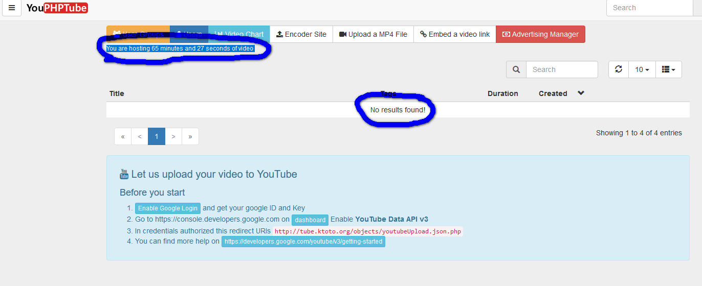 Youphptube show that i host video even if it is completely empty ...