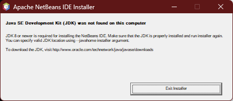 Difficulty with NB16 Windows installer · Issue #5060 · apache/netbeans · GitHub
