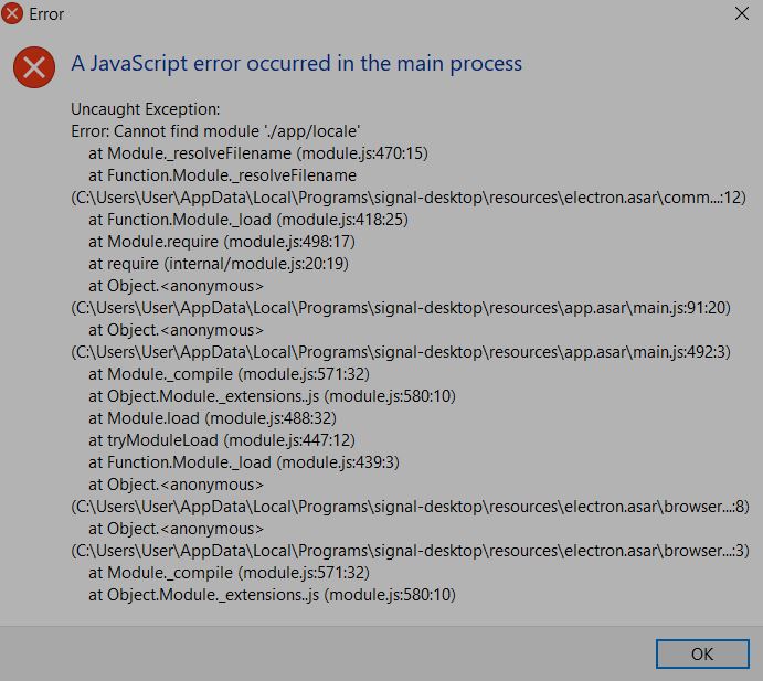 A JabaScript error occurred in the main process. · Issue #2027 ...