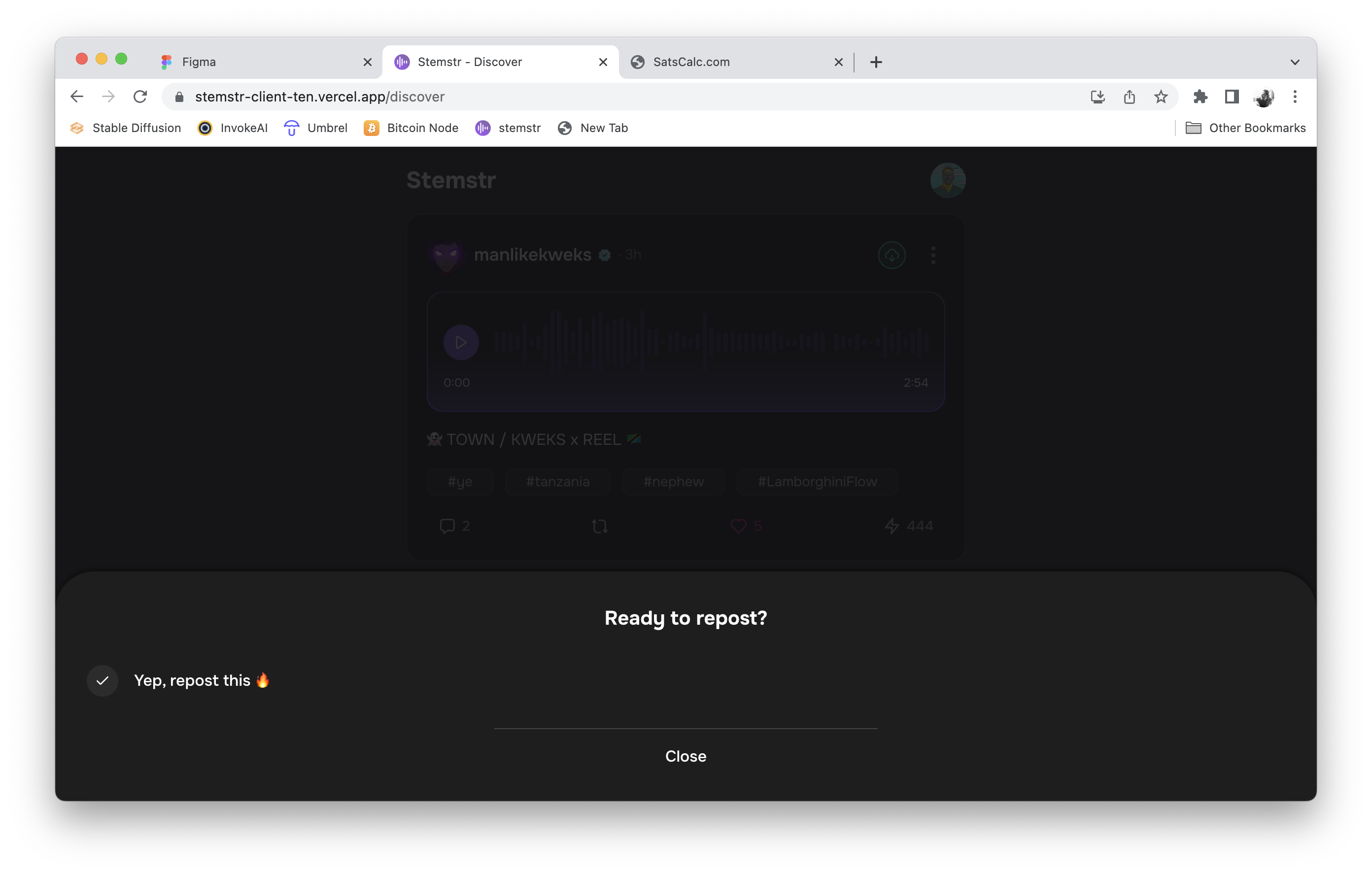 Center align repost option in Options menu · Issue #185 · stemstr/Client · GitHub
