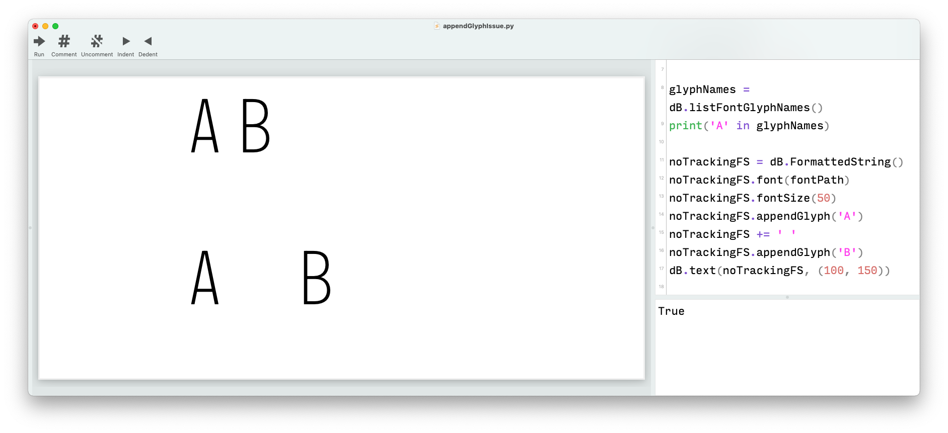 applying tracking on FormattedString breaks appendGlyph() · Issue #427 · typemytype/drawbot · GitHub