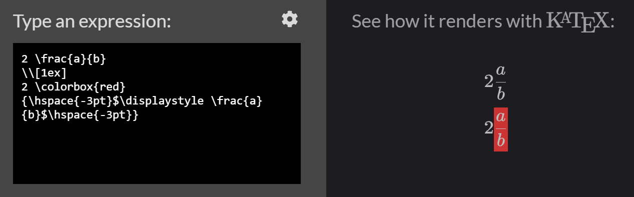 Background Color For Math In Display Mode Rendering A Zero Padding Box · Katex Katex