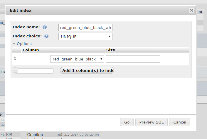 Edit index Column alignment issue · Issue #13513 · phpmyadmin/phpmyadmin · GitHub