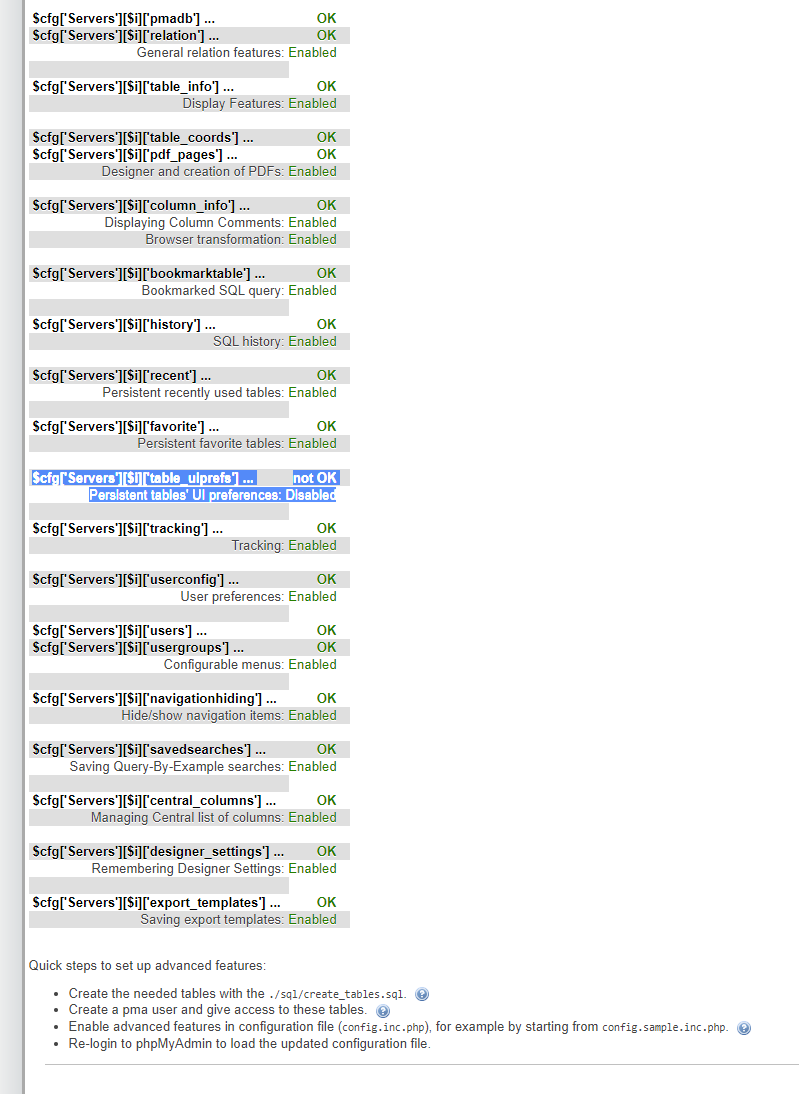 Button to auto-fix partial phpMyAdmin conf storage · Issue #15665 · phpmyadmin/phpmyadmin · GitHub
