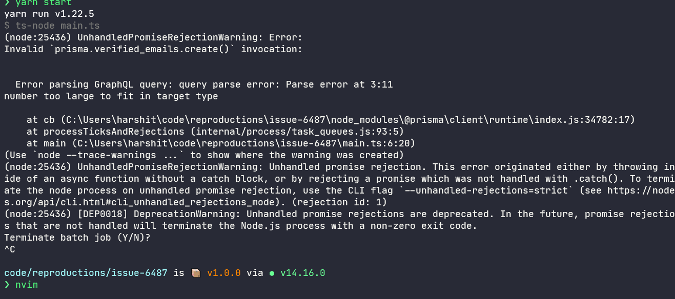PANIC in query-engine\core\src\query_document\parser.rs:250:87called `Option::unwrap()` on a ...