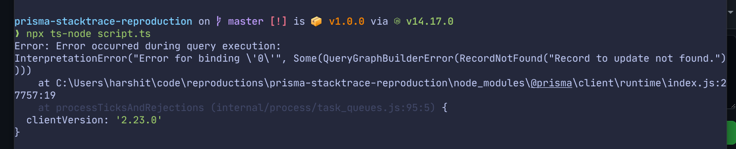Improve Stack Traces for $transaction · Issue #4815 · prisma/prisma · GitHub