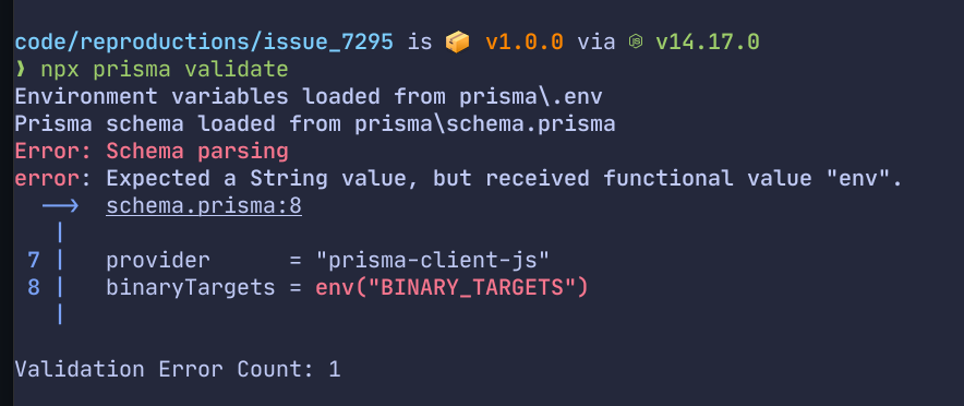 2.23.0 can not recognize `binaryTargets: env("..")` inside `generator client` section · Issue ...