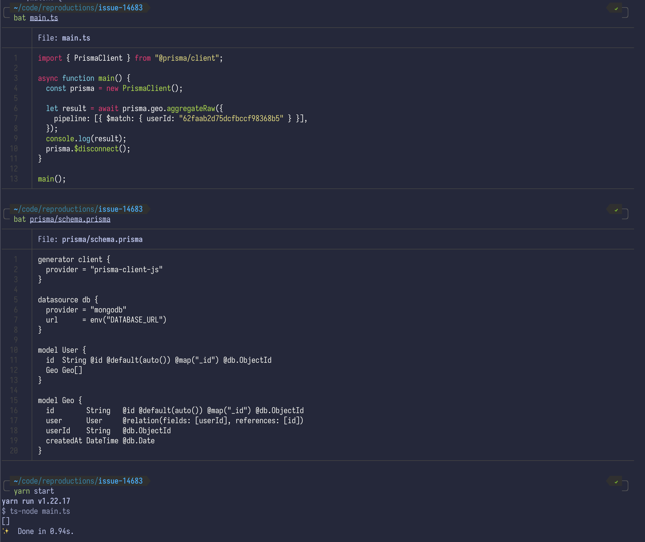 How to use findRaw or aggregateRaw with objectId? · prisma prisma · Discussion #14683 · GitHub