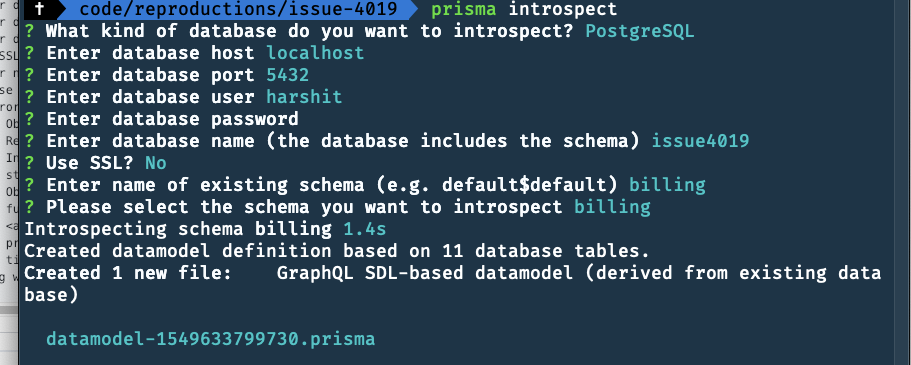 [1.26.3] introspect doesn't work · Issue #4019 · prisma/prisma1 · GitHub