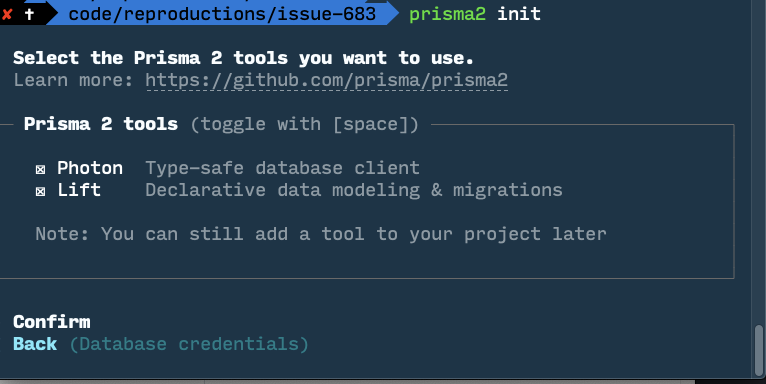 `init`: Back button is not working · Issue #723 · prisma/prisma · GitHub