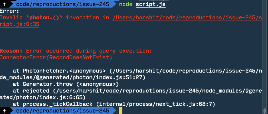 findOne: Stop throwing an error when no record found · Issue #245 · prisma/prisma-client-js · GitHub