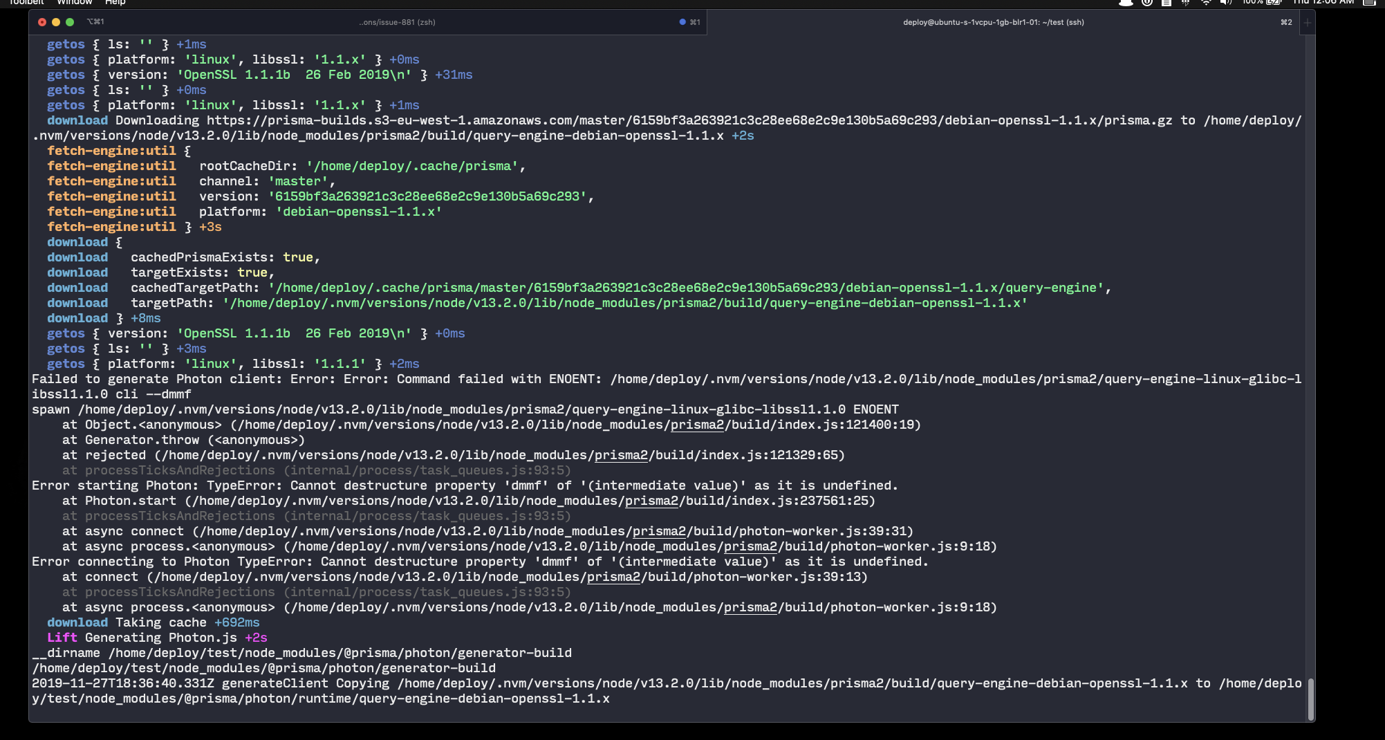 Error with Prisma2 installation on Linux · Issue #993 · prisma/prisma · GitHub
