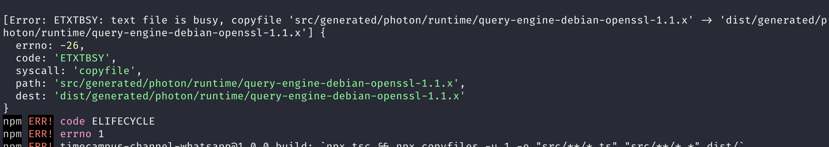 ETXTBSY error when an instance of prisma2 is already running · Issue #1209 · prisma/prisma · GitHub