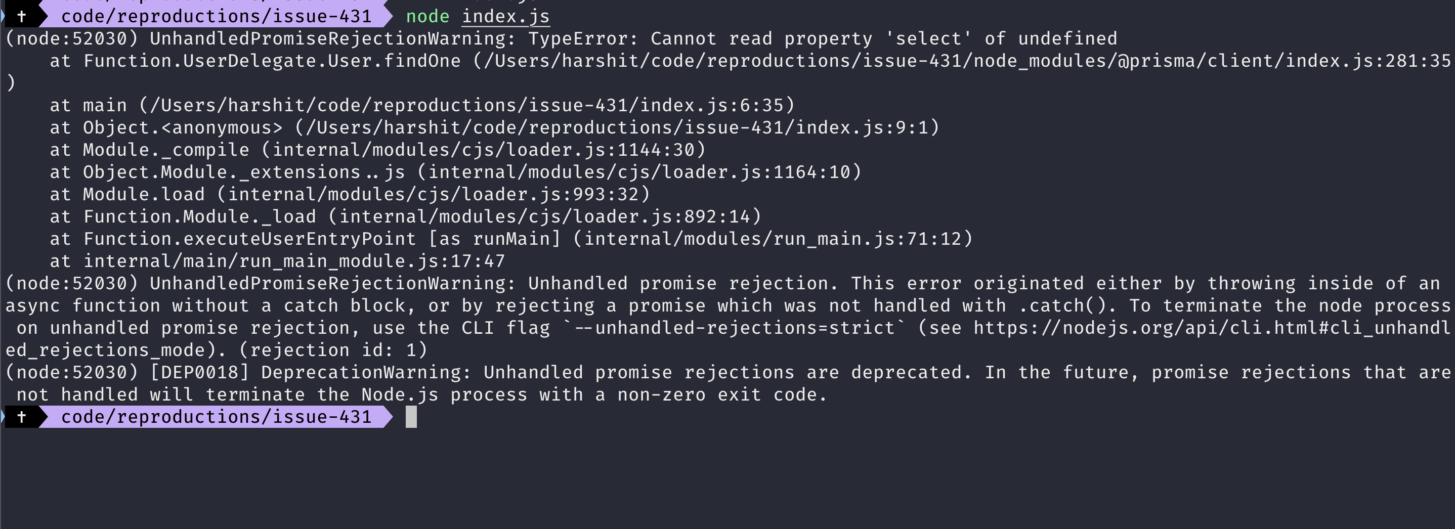 Wrong Error Message When Invoking `findone` Without Args · Issue 431
