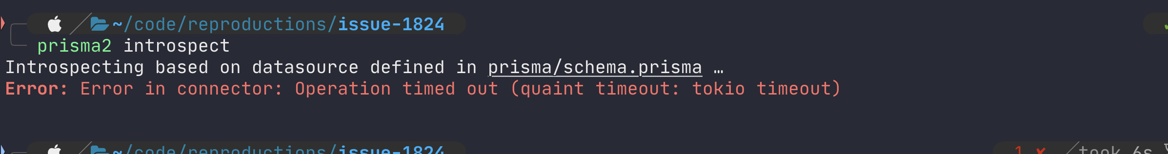 Database timeout error message (for wrong port) · Issue #1824 · prisma/prisma · GitHub