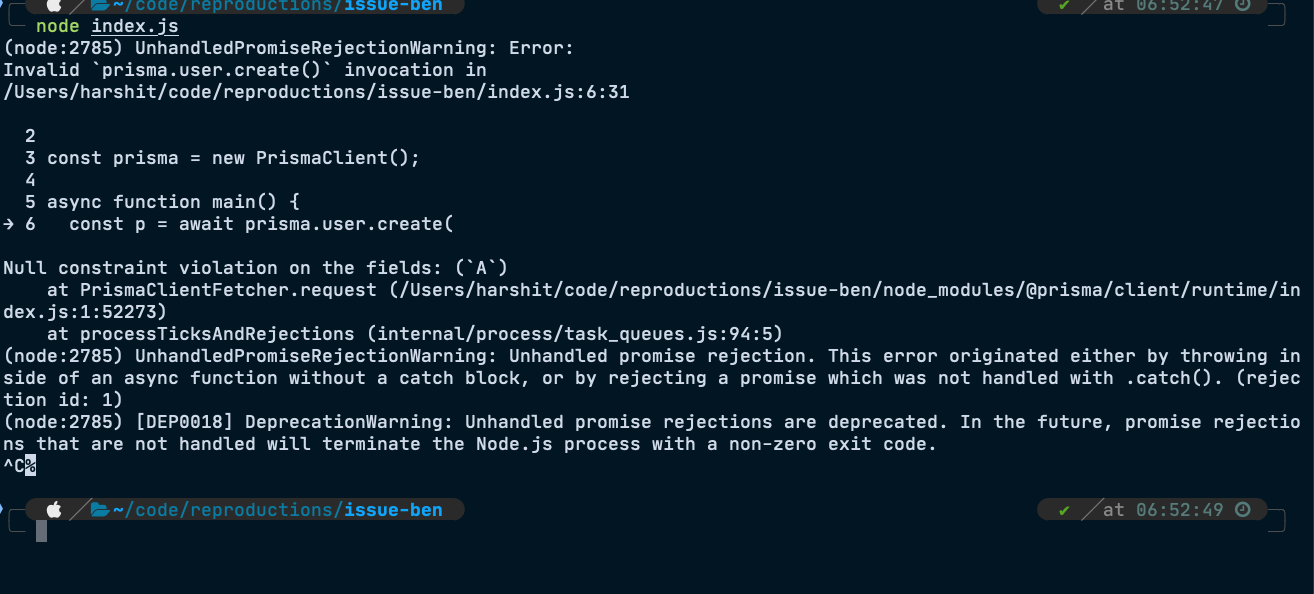 Passing empty array to connect leads to a NullConstraintVioliation · Issue #648 · prisma/prisma ...